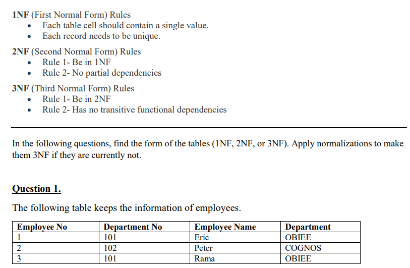 Solved 1nf First Normal Form Rules Each Table Cell