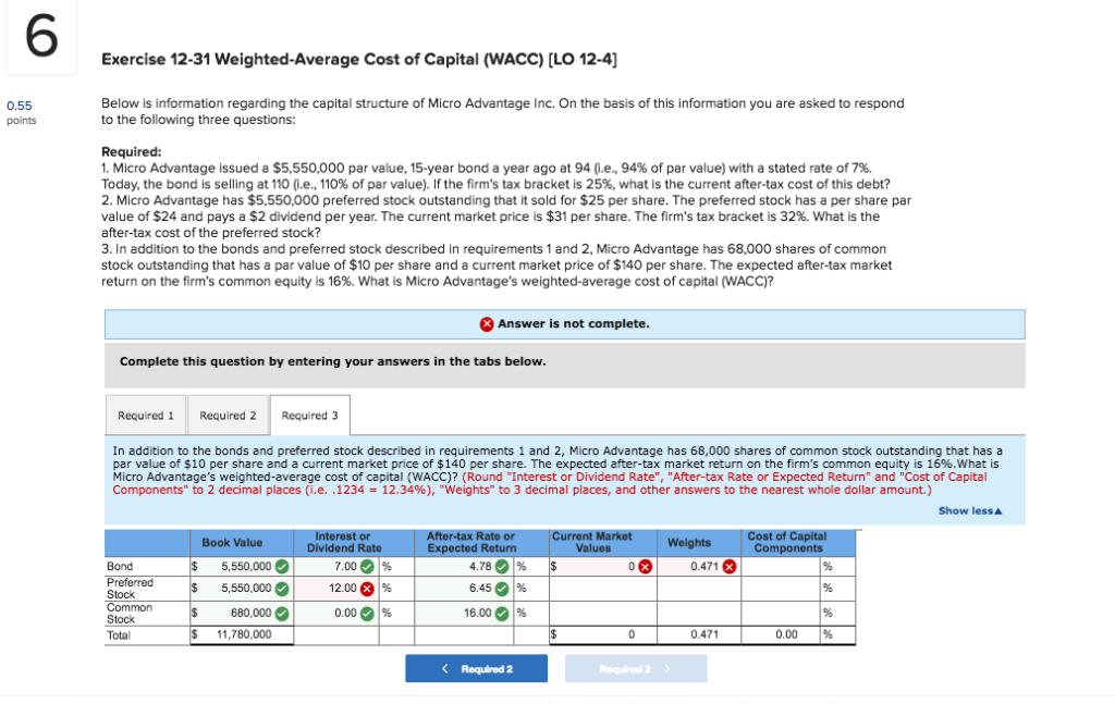 Solved 6 Exercise 12-31 Weighted-Average Cost of Capital | Chegg.com