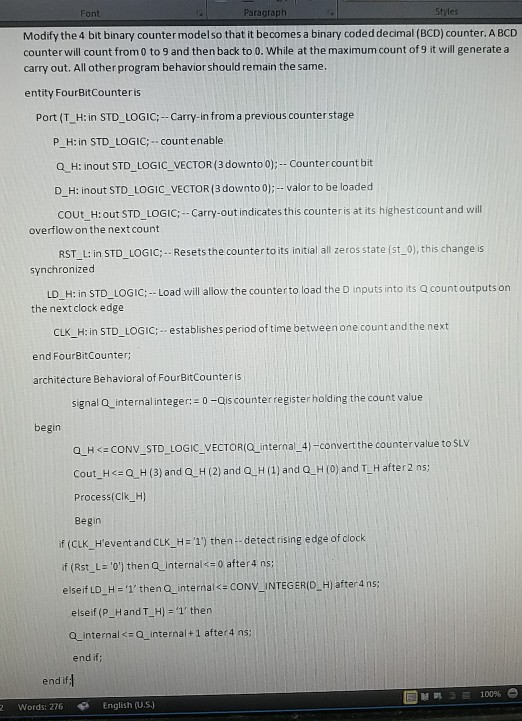 Solved Font Paragraph Styles Modify the 4 bit binary counter | Chegg.com Solved Font Paragraph Styles Modify the 4 bit binary counter | Chegg.com