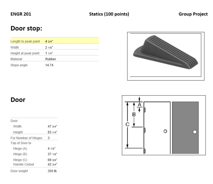 Statics (100 points) ENGR 201 Group Project | Chegg.com