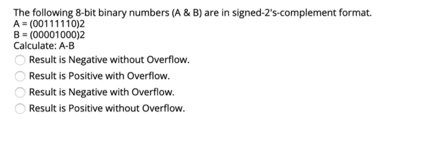 Solved Oo oo The following 8-bit binary numbers (A & B) are | Chegg.com