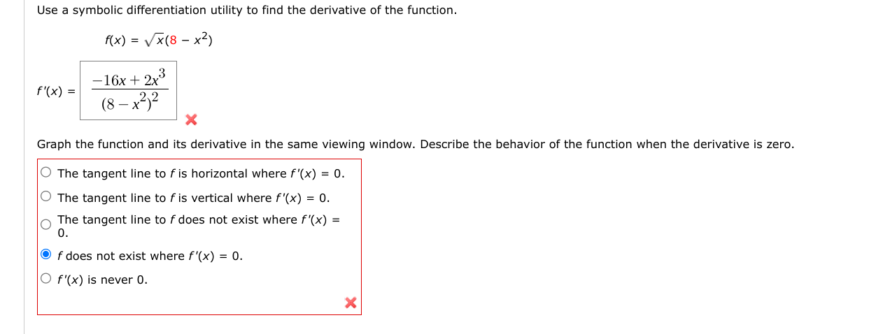 Use a symbolic differentiation utility to find the | Chegg.com