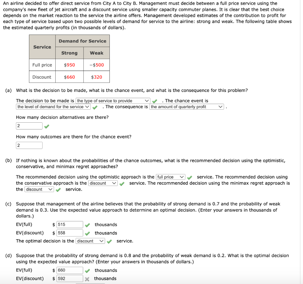 Solved An airline decided to offer direct service from City | Chegg.com