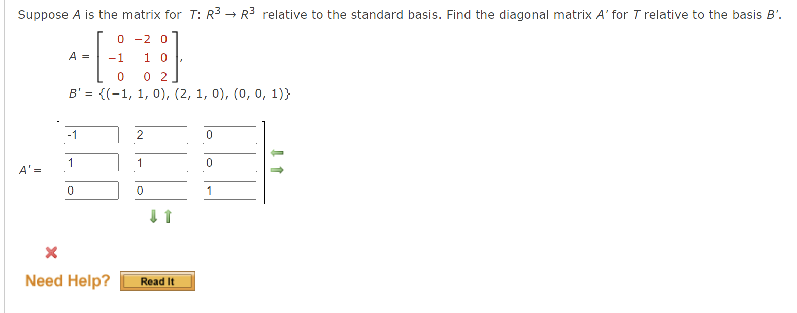 Solved Suppose A is the matrix for T:R3→R3 relative to the | Chegg.com
