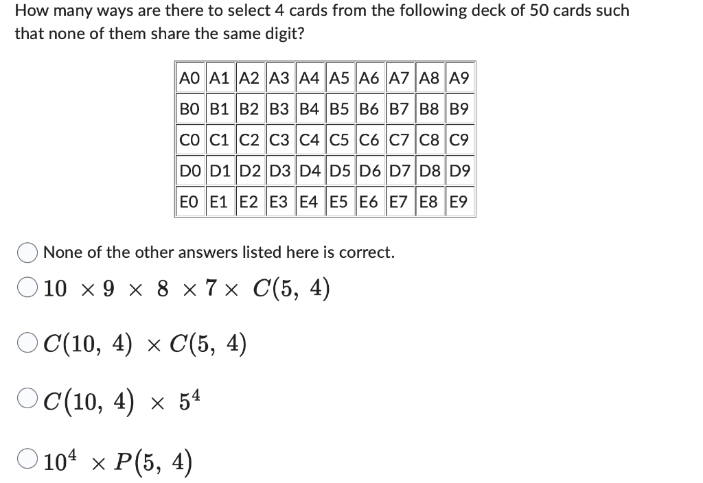 Solved How many ways are there to select 4 cards from the | Chegg.com