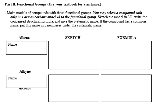 Solved Part B. Functional Groups (Use your textbook for | Chegg.com