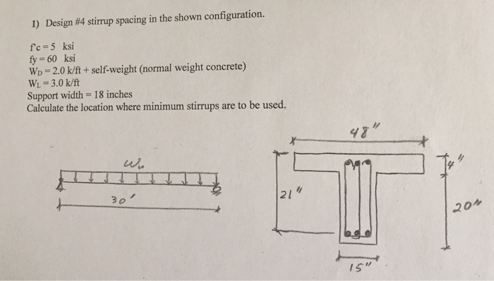 Solved 1) Design #4 stirrup spacing in the shown | Chegg.com