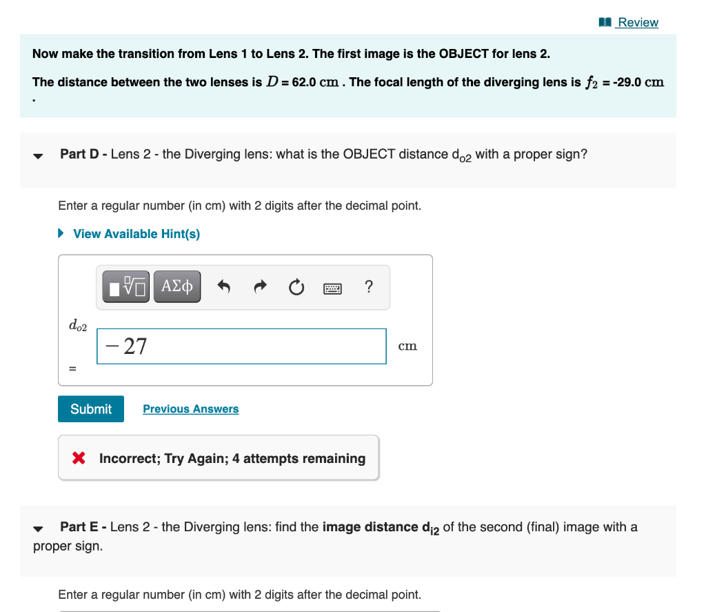 Solved week 08: Lenses in Combination 1 (Case 3) Please | Chegg.com