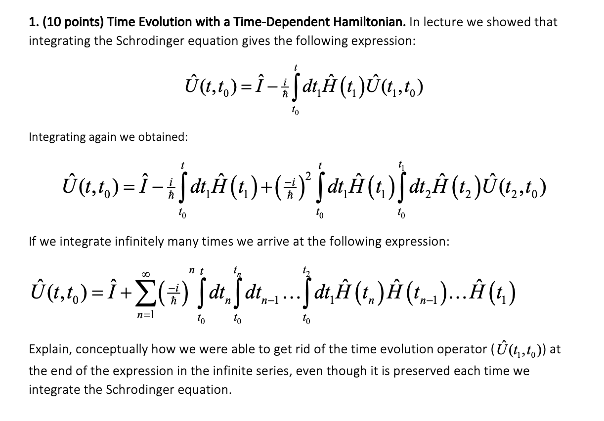 Solved 1. (10 points) Time Evolution with a Time-Dependent | Chegg.com