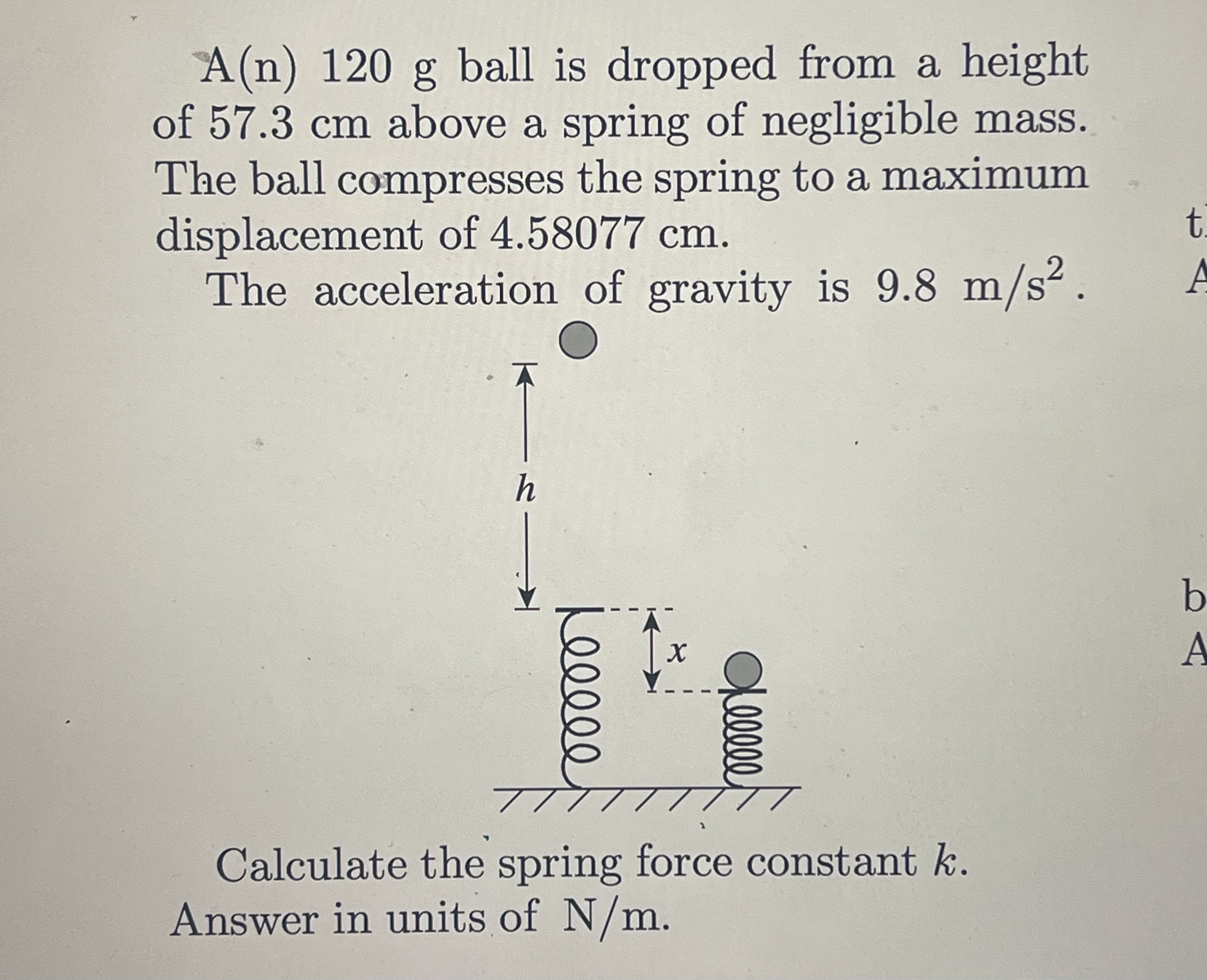 A(n) 120 ﻿g ball is dropped from a height of 57.3 ﻿cm | Chegg.com
