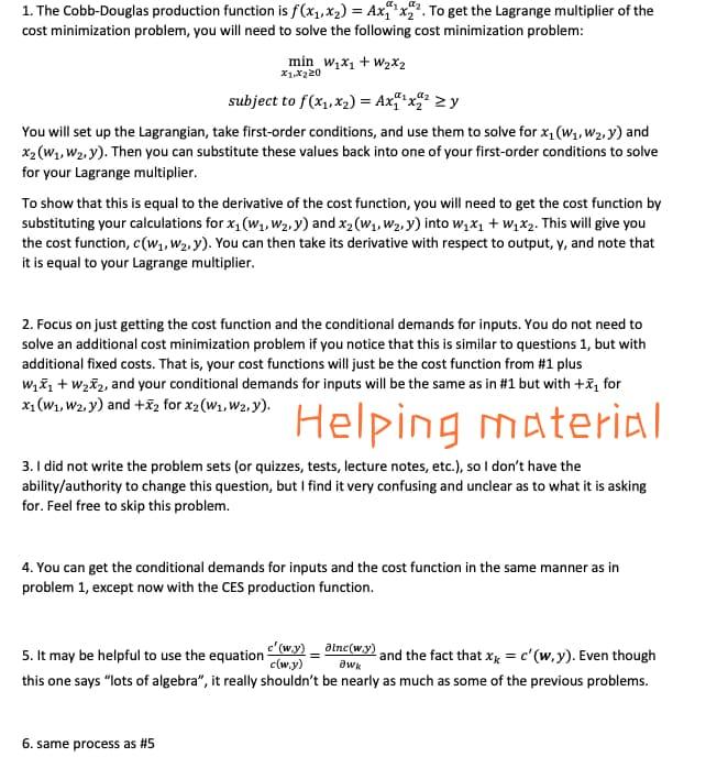 Solved 1. Calculate the Lagrange multiplier of the cost | Chegg.com