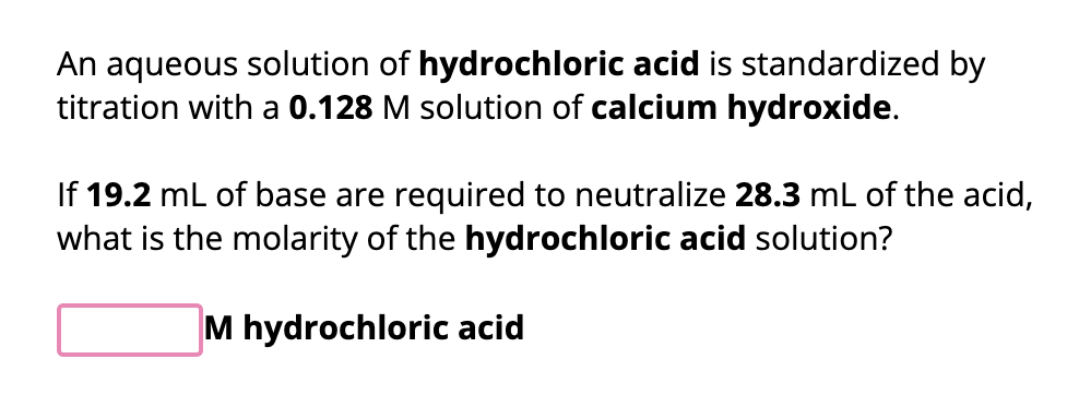 Solved An aqueous solution of hydrochloric acid is | Chegg.com