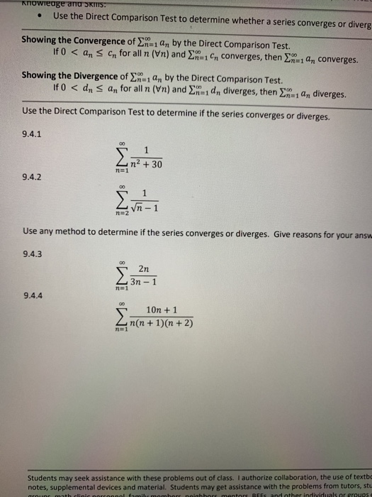 Solved Use the Direct Comparison Test to determine whether a | Chegg.com