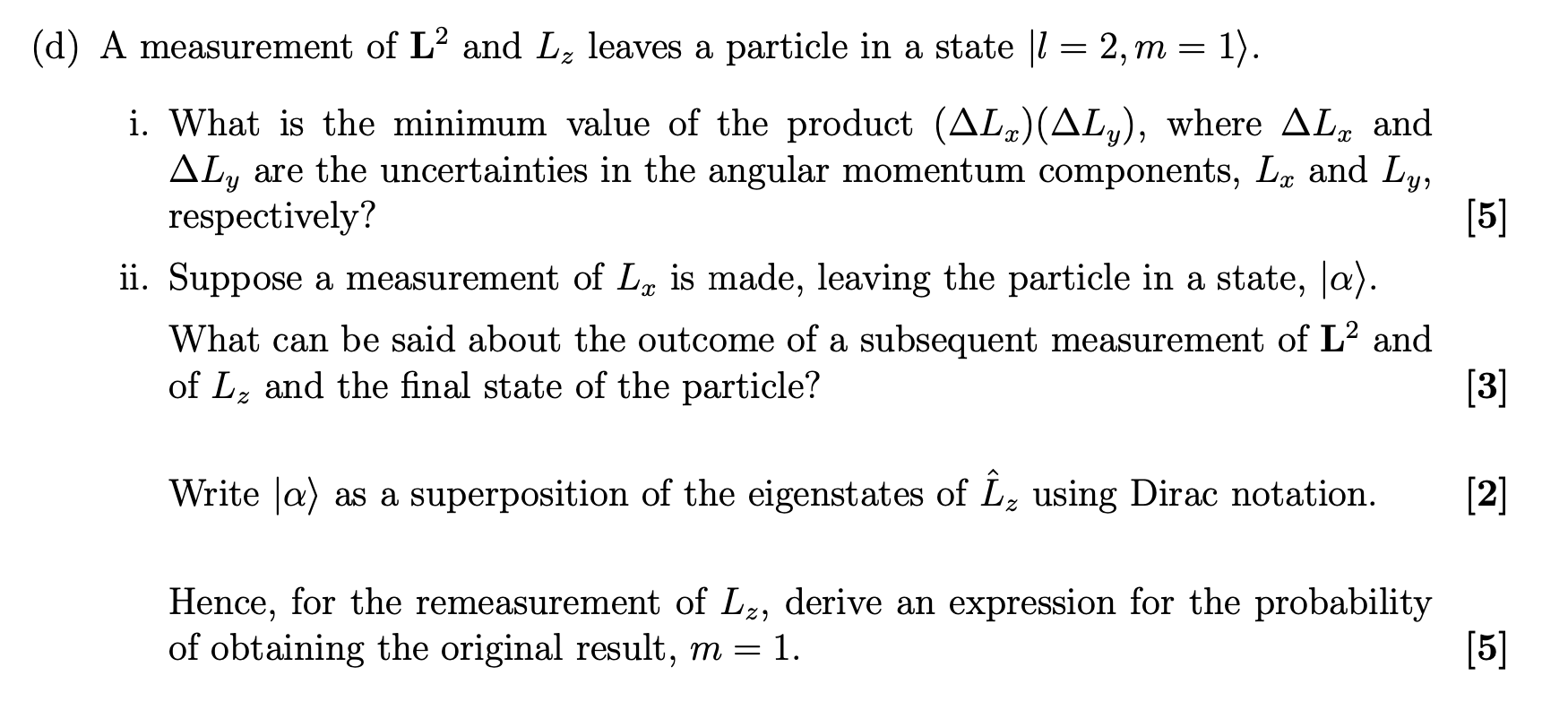 Solved A measurement of L2 and Lz leaves a particle in a | Chegg.com
