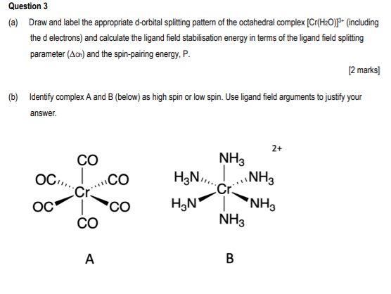 Solved Draw and label the appropriate d-orbital splitting | Chegg.com