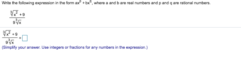 Solved Write the following expression in the form ax + bx, | Chegg.com
