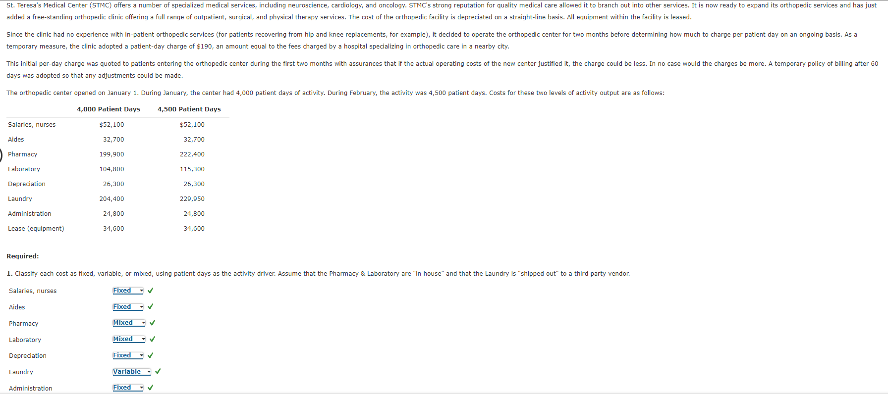 Solved temporary measure, the clinic adopted a patient-day | Chegg.com