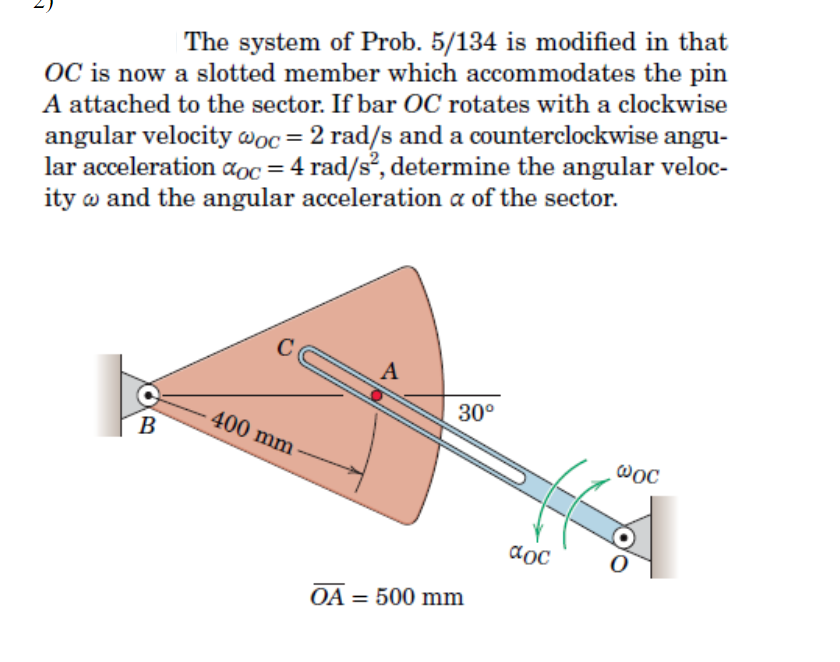 Solved The system of Prob. 5/134 is modified in that OC is | Chegg.com