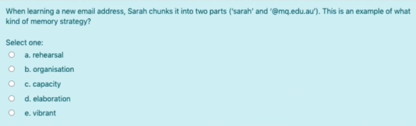 Solved When learning a new email address, Sarah chunks it | Chegg.com