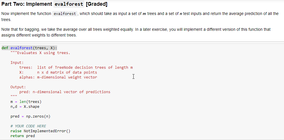 Solved Part one: forest() function e 1. Pick the random | Chegg.com
