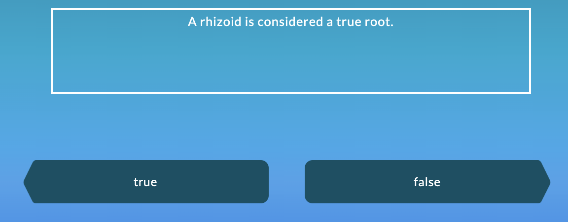Solved A rhizoid is considered a true root. true | Chegg.com