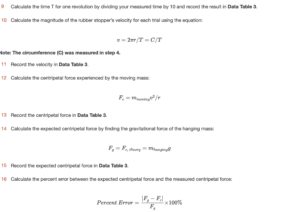 Solved Data Table 5: Varying Radius - Measurements and | Chegg.com