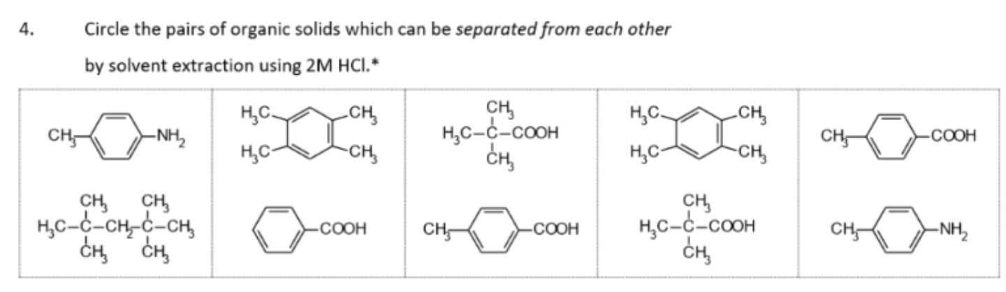 Solved 4. ﻿Circle the pairs of organic solids which can be | Chegg.com