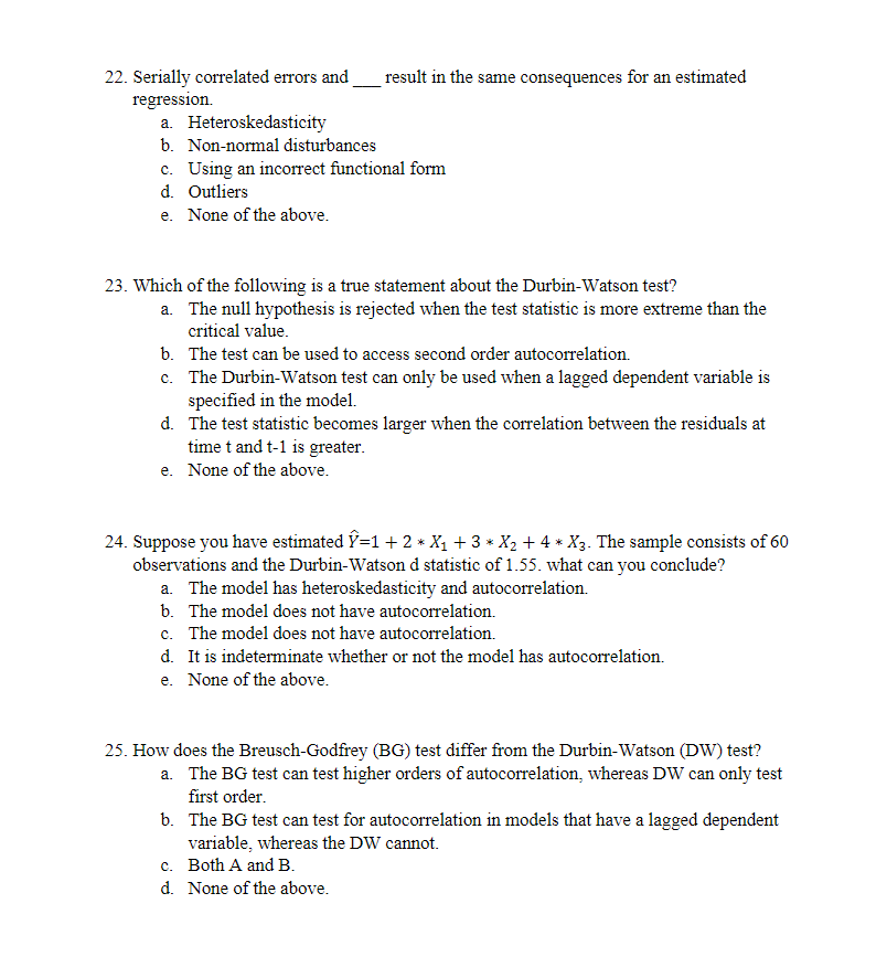 Solved Serially Correlated Errors Andresult In The Same