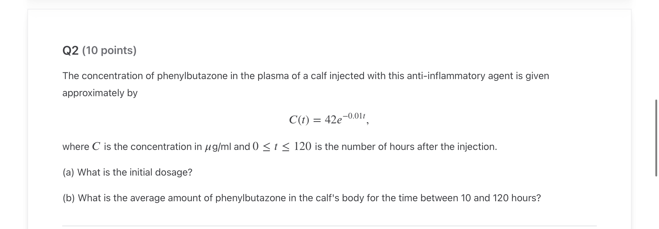 Solved Q2 (10 ﻿points)The concentration of ﻿phenylbutazone | Chegg.com