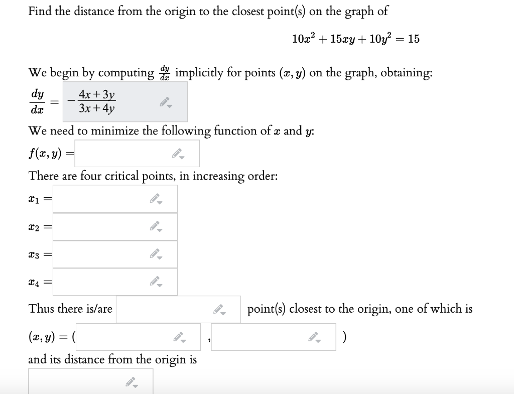 Solved Find the distance from the origin to the closest | Chegg.com