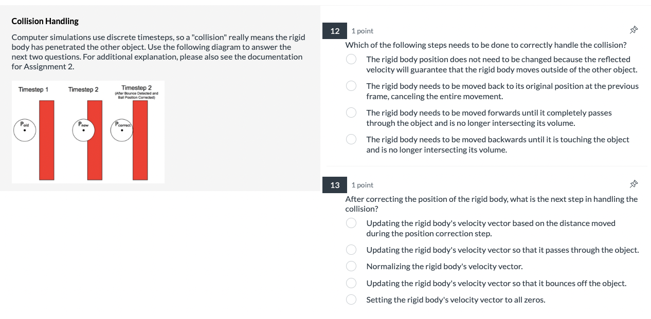 Solved Collision Handling Computer simulations use discrete | Chegg.com