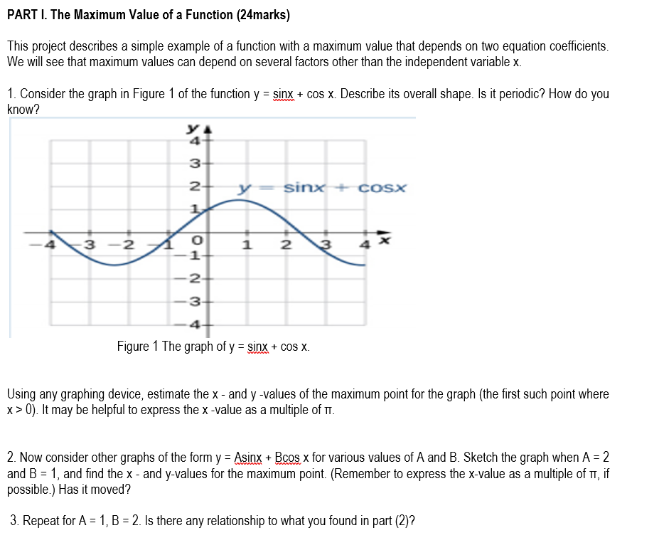 Solved PART I. The Maximum Value of a Function (24marks) | Chegg.com