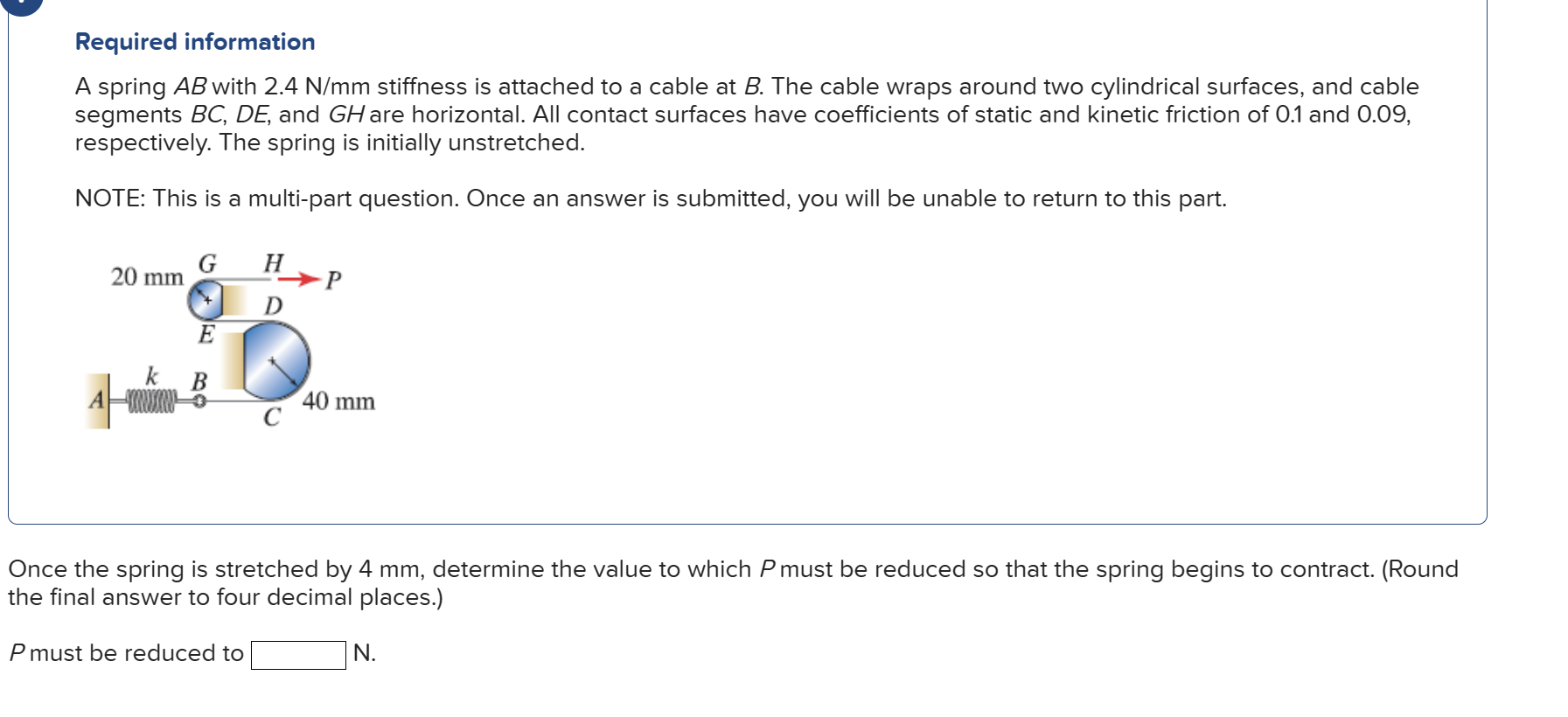 Solved A spring AB with 2.4 N/mm stiffness is attached to a | Chegg.com