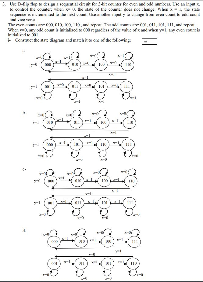 Solved 3. Use D-flip flop to design a sequential circuit for | Chegg.com