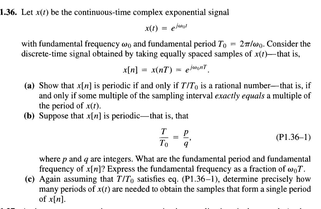 Solved 1.36. Let x(t) be the continuous-time complex | Chegg.com