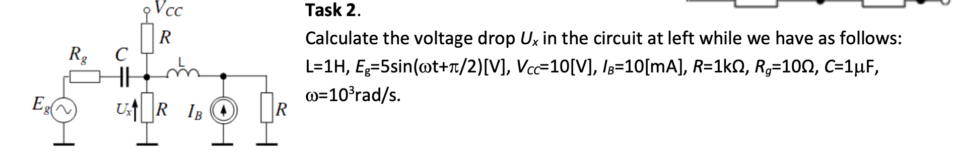 Solved ecc RE R С HH m ufr 180 Task 2. Calculate the voltage | Chegg.com