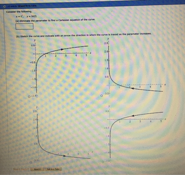 Solved Select The Curve Generated By The Parametric