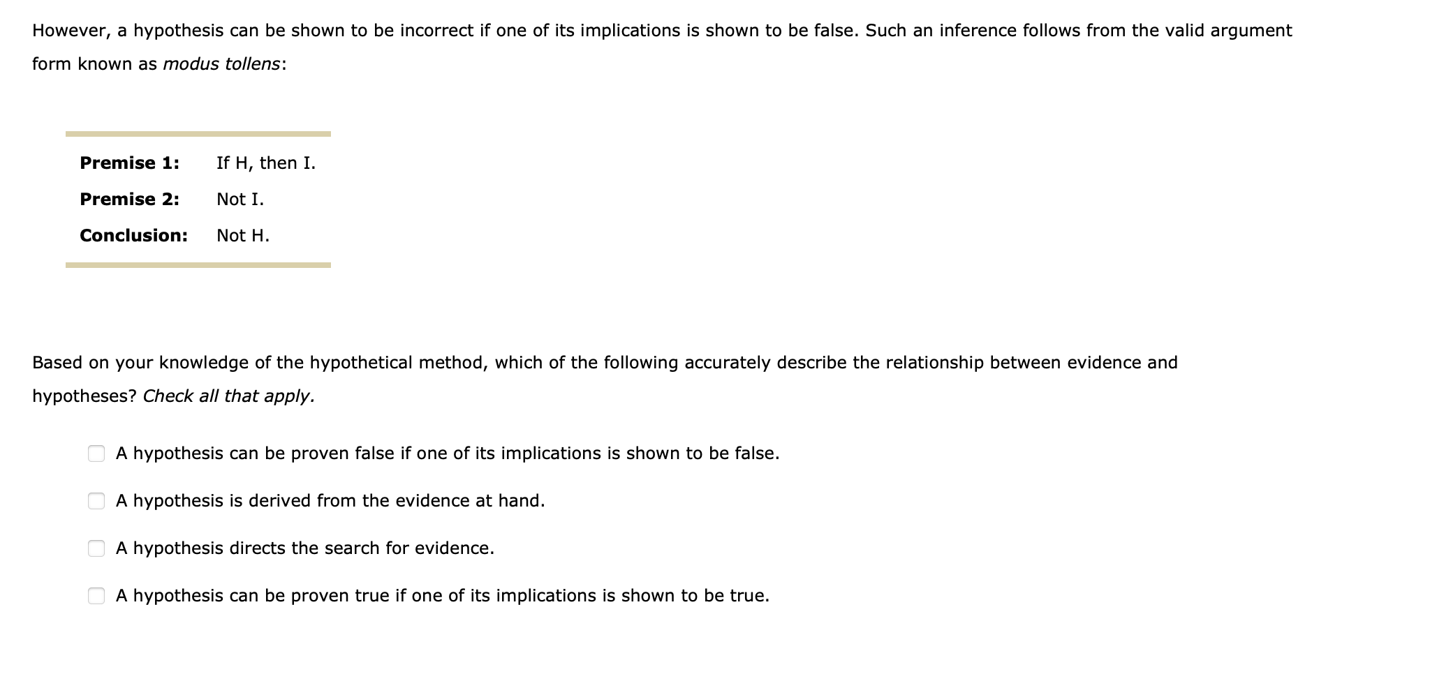 Solved 1. The Relationship Between Hypotheses and Evidence | Chegg.com