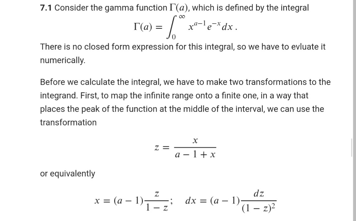 7.1 Consider the gamma function I (a), which is | Chegg.com