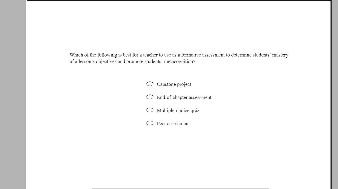 Solved Which of the following is best for a teacher to use | Chegg.com