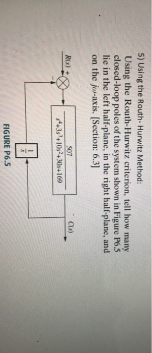 Solved 5) Using the Routh- Hurwitz Method Using the | Chegg.com