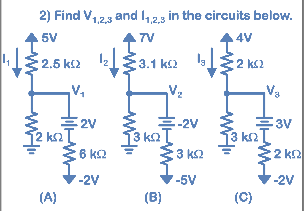 Solved Find V1,2,3 and I1,2,3 in the circuits below. | Chegg.com