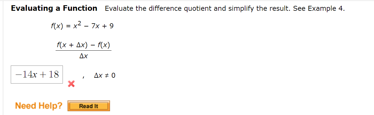 Solved Evaluating a Function Evaluate the difference | Chegg.com
