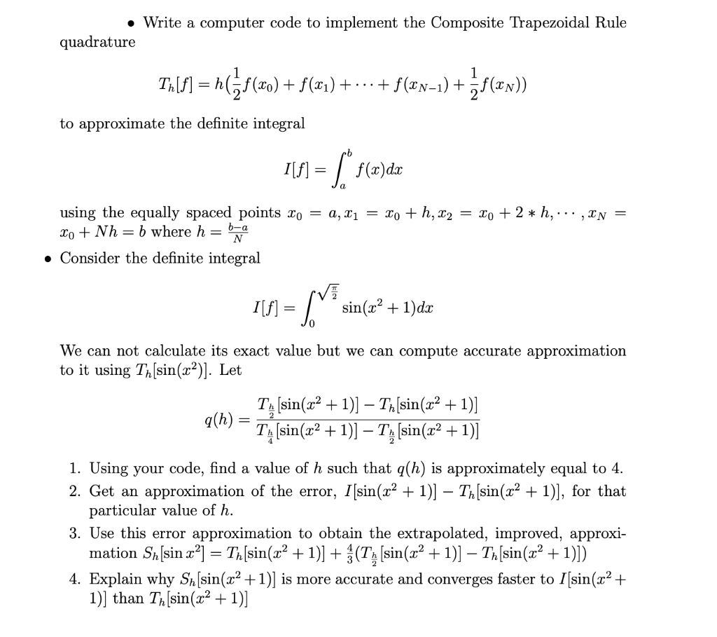 Solved • Write a computer code to implement the Composite | Chegg.com