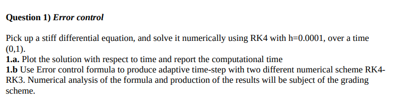 Numerical Analysis II RK4 IS Runge kutta method | Chegg.com