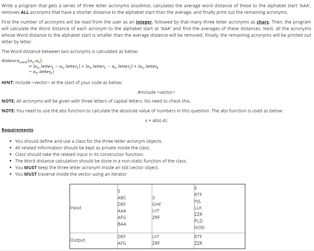 Solved Write a program that gets a series of three letter | Chegg.com