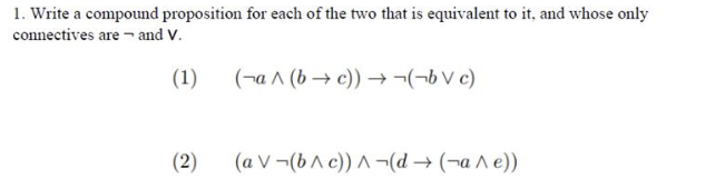 Solved 1. Write a compound proposition for each of the two | Chegg.com