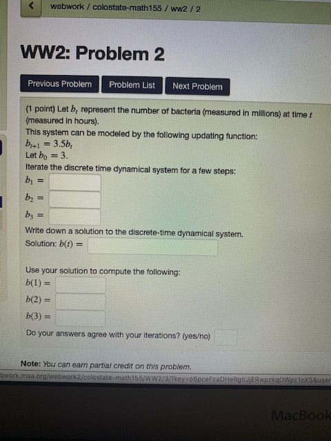 Solved webwork / colostate-math155/ww2/2 wW2: Problem 2 | Chegg.com
