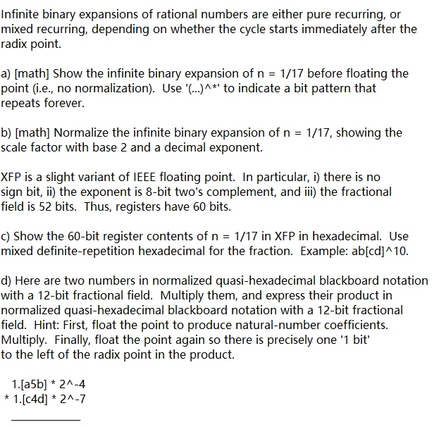 Infinite binary expansions of rational numbers are | Chegg.com