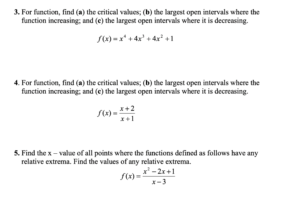 Solved 3. For function, find (a) the critical values; (b) | Chegg.com